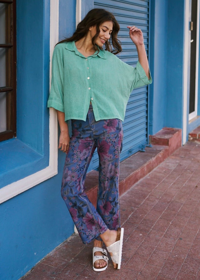 Premium Reversible Jeans with Hibiscus fabulous Print