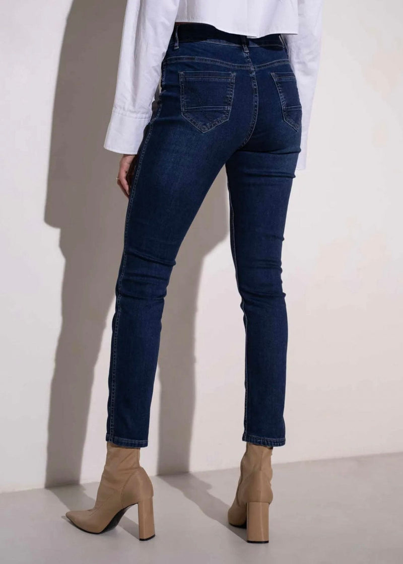 Reversible Jeans With Floral Print In Blue